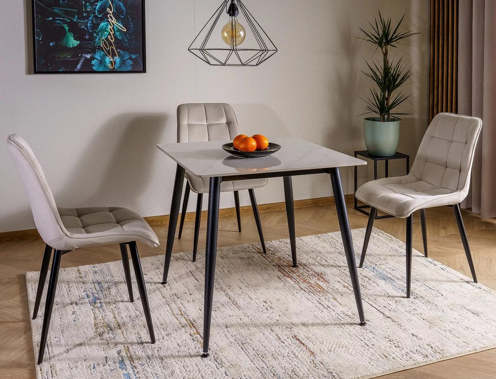 Jídelní stůl Rion 80 cm keramika bílý mramor/černý
