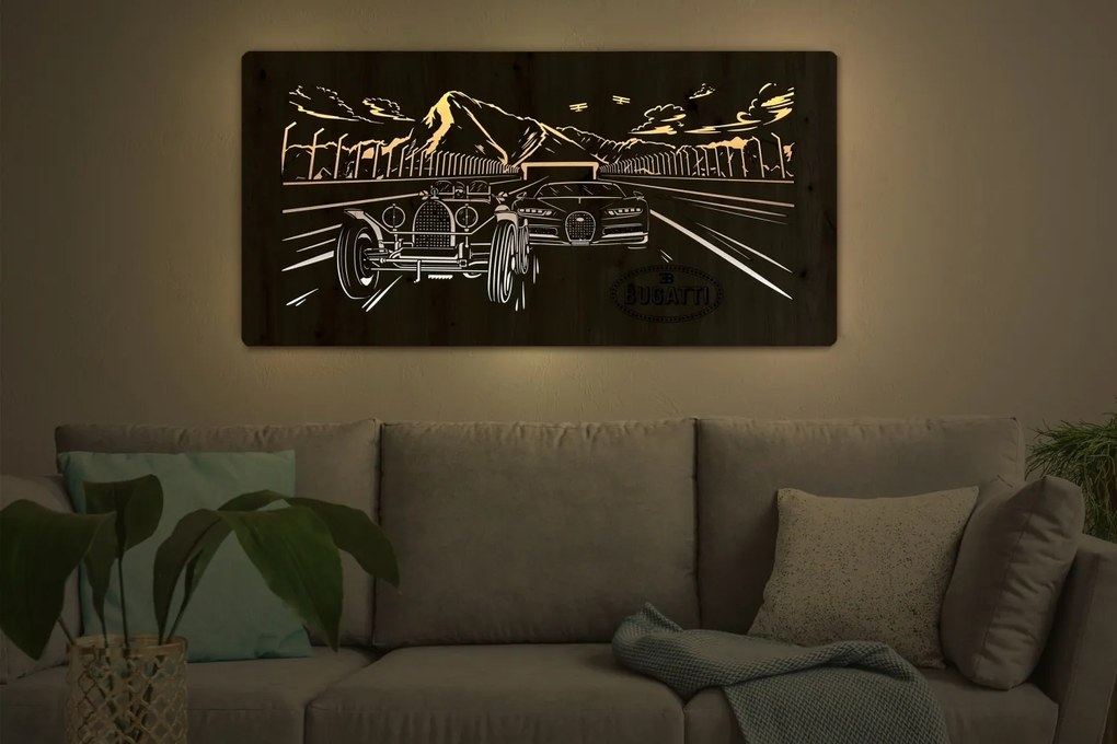 Li-Go "Bugatti" světelný obraz 230V 100x50 cm provedení povrchu: dub světlý