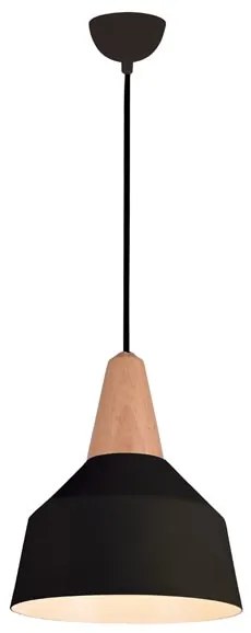 Zambelis 180088 závěsná lampa, matně černá/dřevo, 1xE27, 23cm