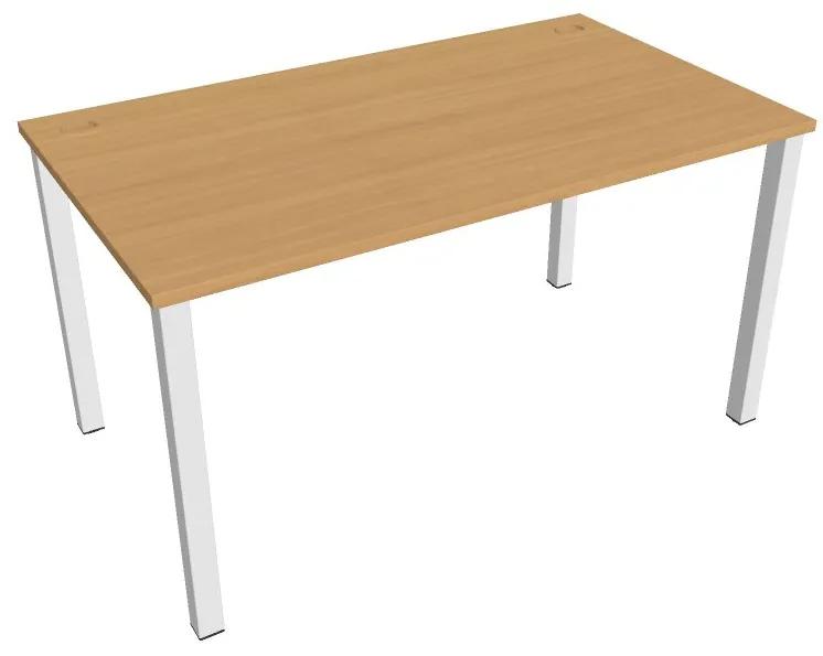 Stůl pracovní rovný 140 cm - Hobis Uni US 1400 Dekor stolové desky: buk, Barva nohou: bílá