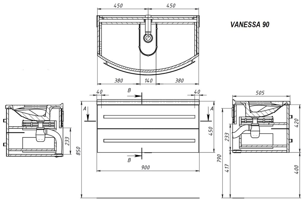 Lavedo Vanessa Red 90 koupelnová skříňka s umyvadlem