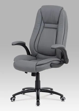 Autronic - Kancelářská židle, šedá ekokůže, kříž kov černý, houpací mechanismus - KA-G301 GREY