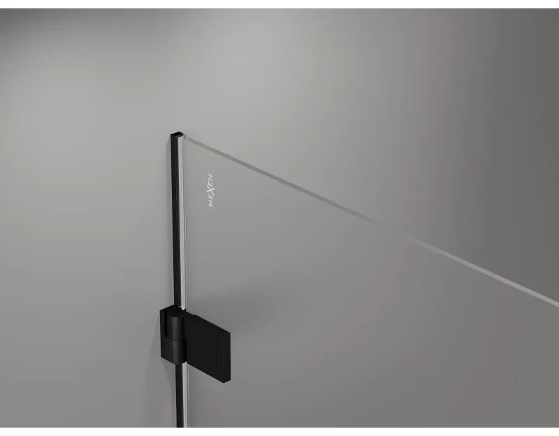 Mexen Lunar-B L sklápěcí sprchový kout levý 85 x 80 cm, čiré sklo, černá matná, 832L-085-080-70-00-L