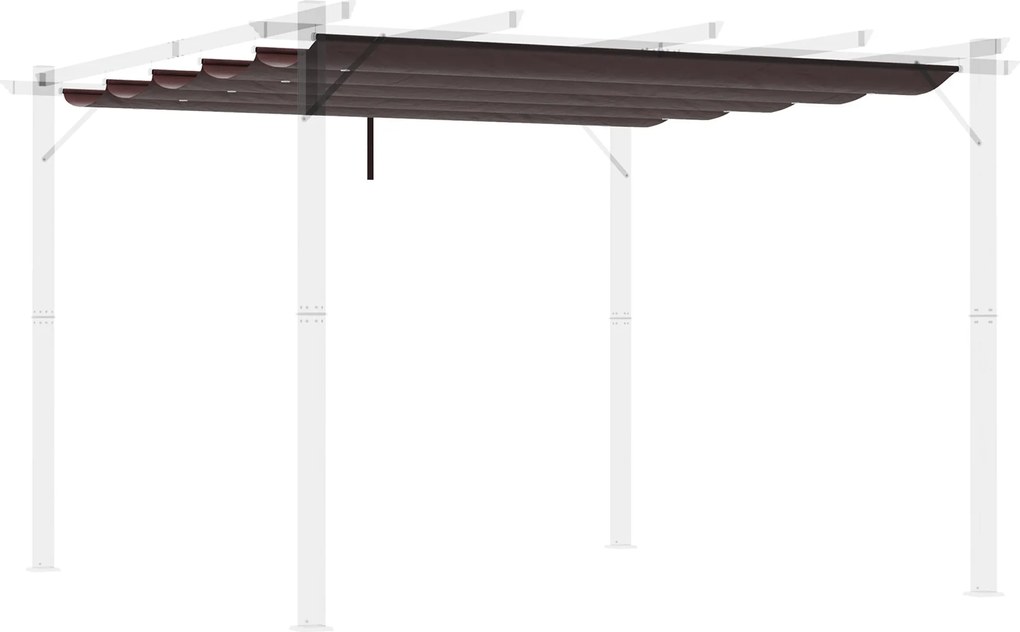 Outsunny 2,5x2,55m Pergola - Náhradní Sklopná Střecha pro Zahradní Altán s 10 Odtokovými Otvory (Hnědá) | Aosom