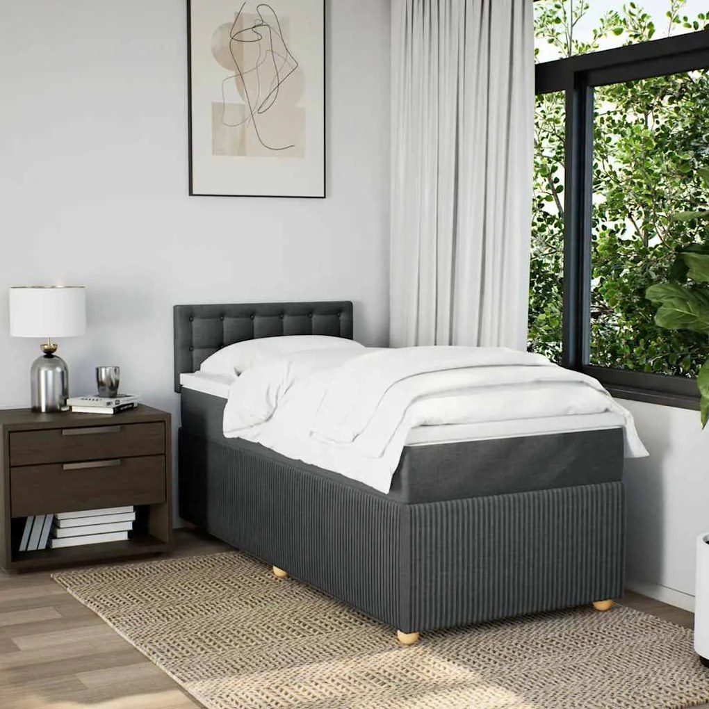 Box spring postel s matrací tmavě šedá 90x200 cm textil 3287354