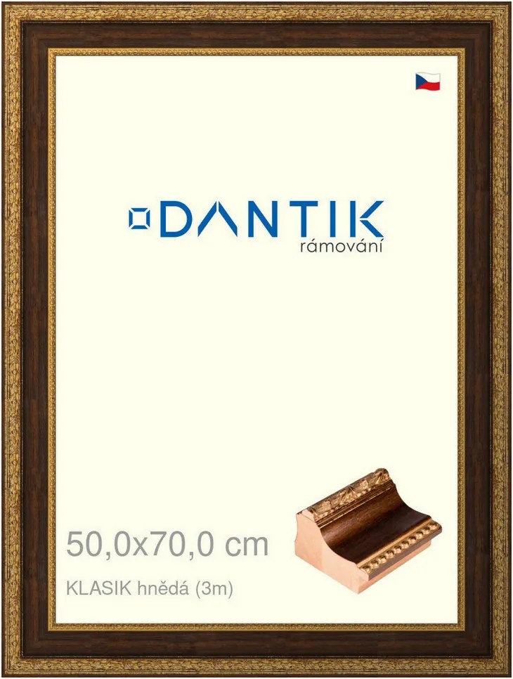 DANTIK rámeček 50x70 | KLASIK hnědá (Plexi Čiré)