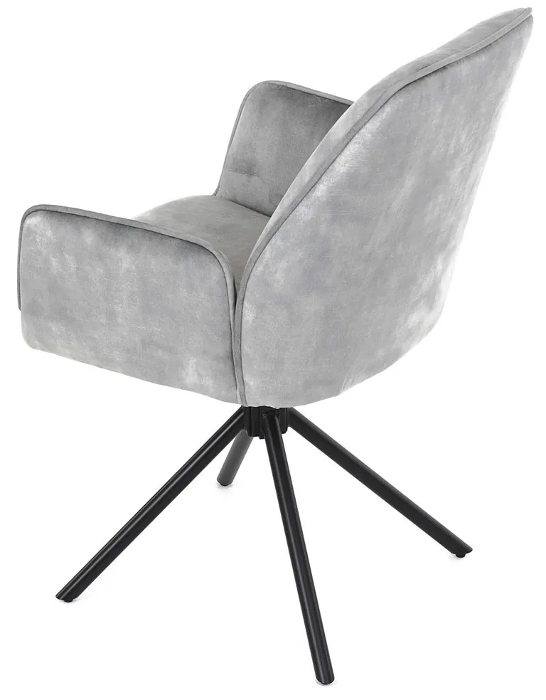 AUTRONIC Židle jídelní a konferenční, stříbrná látka v dekoru žíhaného sametu, kovové černé nohy
