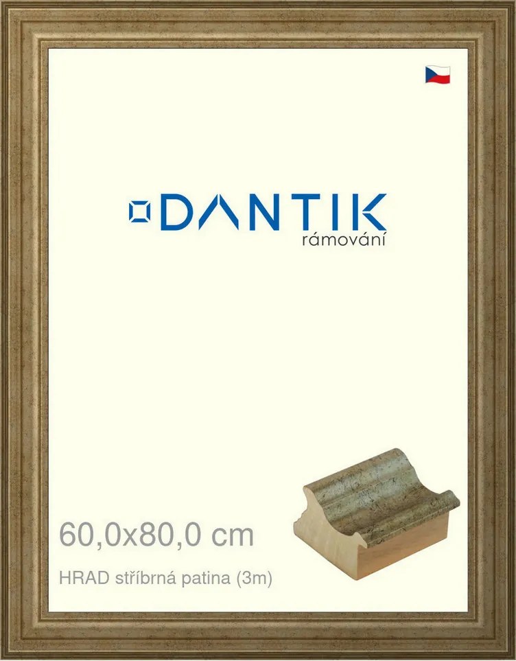 DANTIK rámeček 60x80 | HRAD stříbrná patina (Plexi Čiré)
