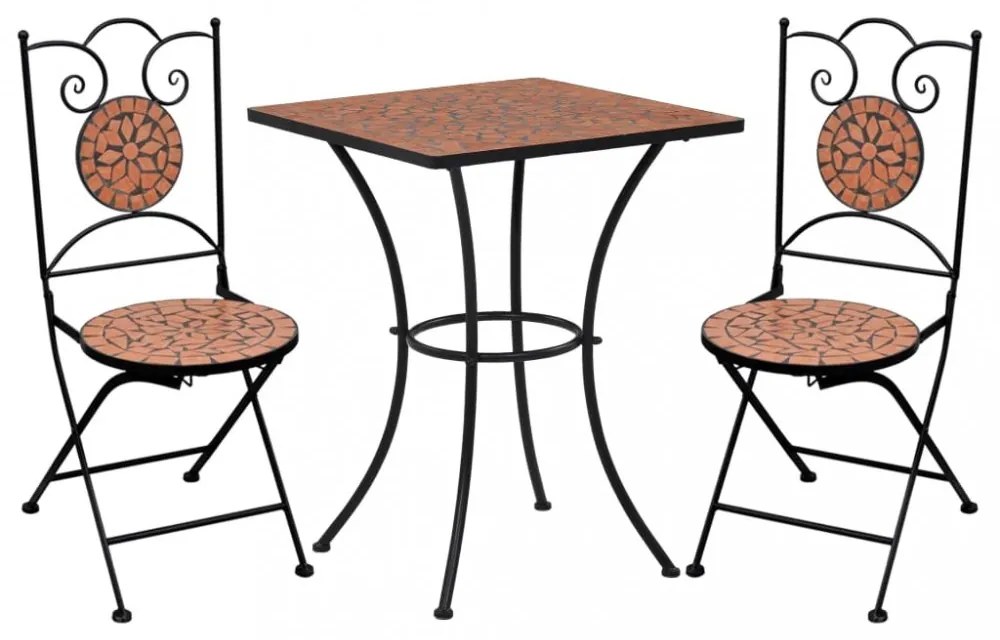 Mozaikový bistro set 3 ks Dekorhome Bílá / modrá