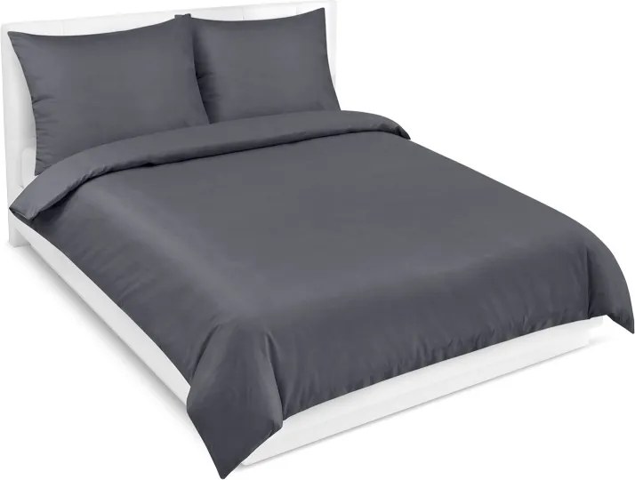 Bellatex Saténové povlečení na dvoudeku Šedá 200x200 cm, 2ks 70x90 cm