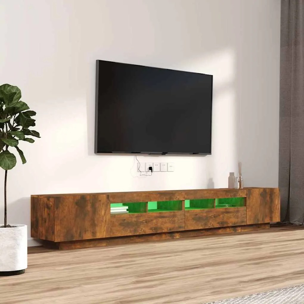 3dílný set TV skříněk s LED světly kouřový dub kompozitní dřevo 3120173
