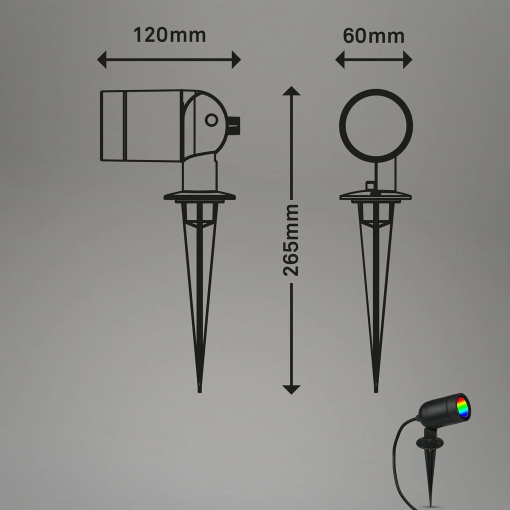 BRILO 3674-015 LED zahradní bodové svítidlo, 12 cm, 4,4 W, 380 lm, černá - BRILO