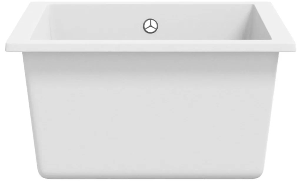 vidaXL Marketos Kuchyňský dřez s přepadem bílý žula
