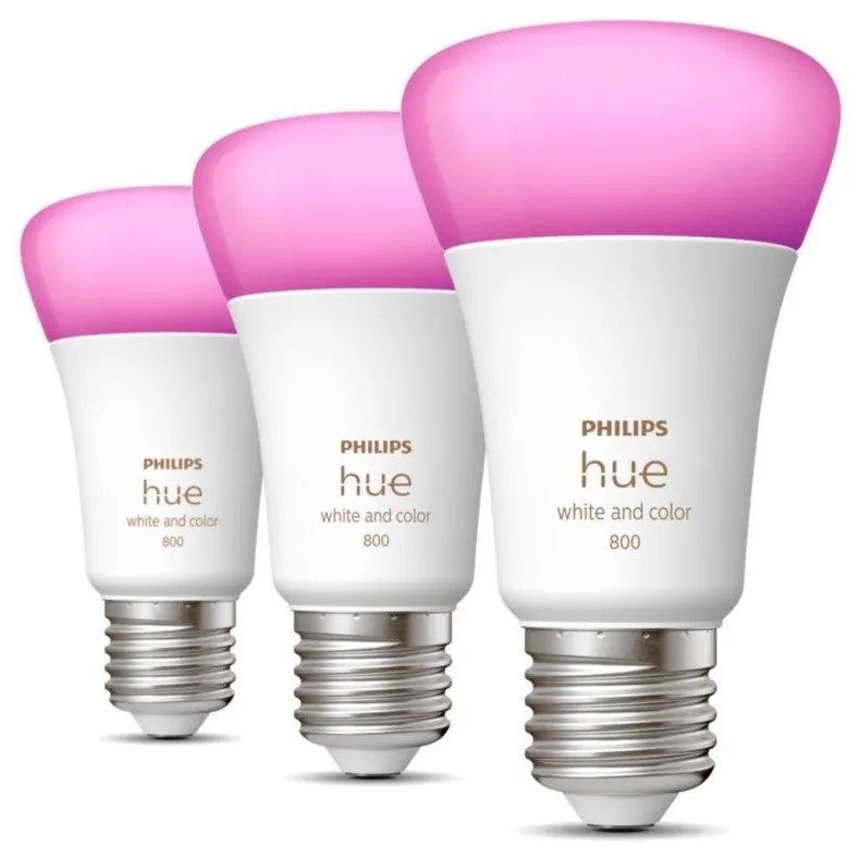 Philips hue 8719514328389 led žárovky 3x6,5w | e27 | 800lm | 2000-6500k | rgb - set 3 ks, white and color ambiance, stmívatelné, bluetooth