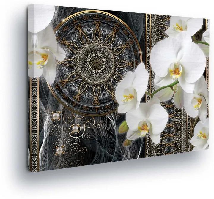 GLIX Obraz na plátně - Bílý Květ s Orientální Tématikou II 80x60 cm