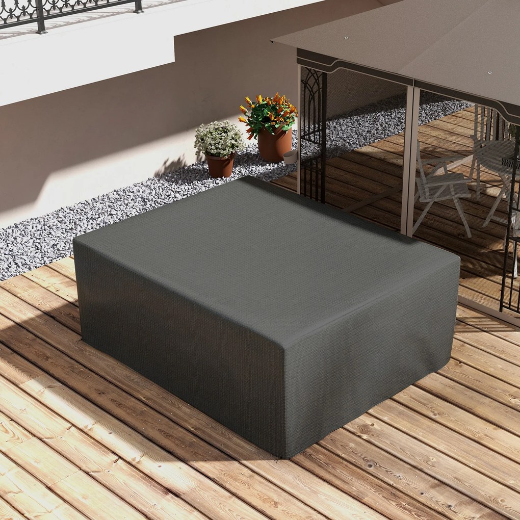 Outsunny Ochranný Kryt na Zahradní Nábytek, Ochranný Kryt Proti UV, Vysoce Odolný Polypropylen, Kryt na Zahradní Stůl, 235 x 190 x 90 cm, Šedý