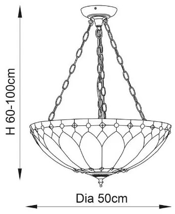 Endon 63976 - Lustr na řetězu Tiffany BROOKLYN 3xE27/60W/230V pr. 50 cm