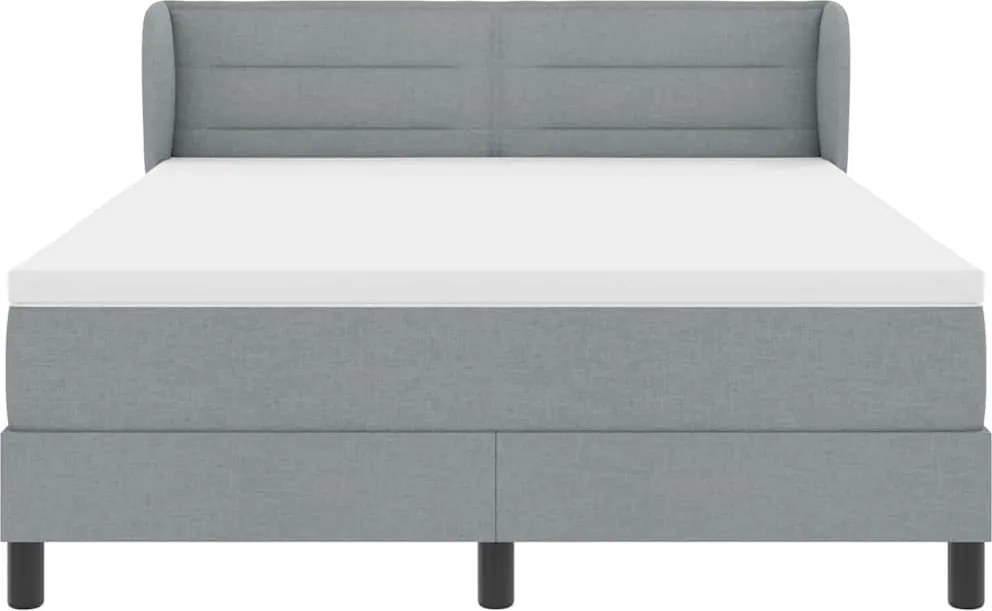 Postel s boxspringem s čelo Světle šedá 140 x 190 cm textil 3339954