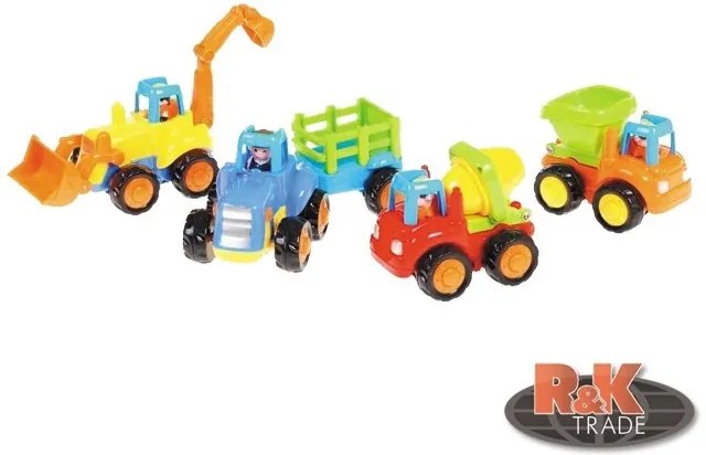 Huile Toys autíčko 4 ks na písek stavební auta na setrvačník
