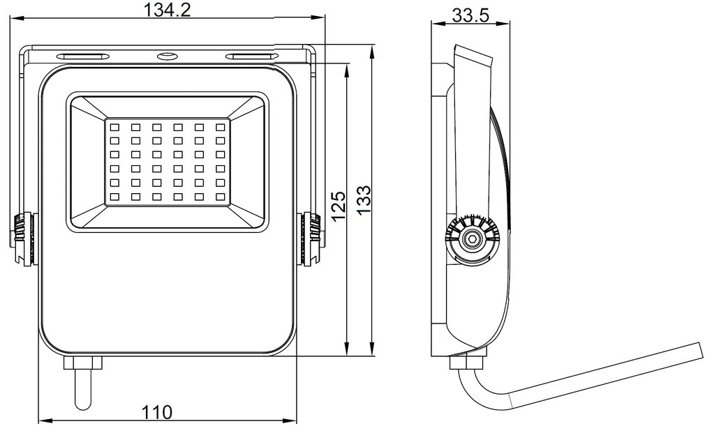 Venkovní reflektor Capri LED 30W, 3600lm, 3000K, IP65, 13,5x11cm, černá