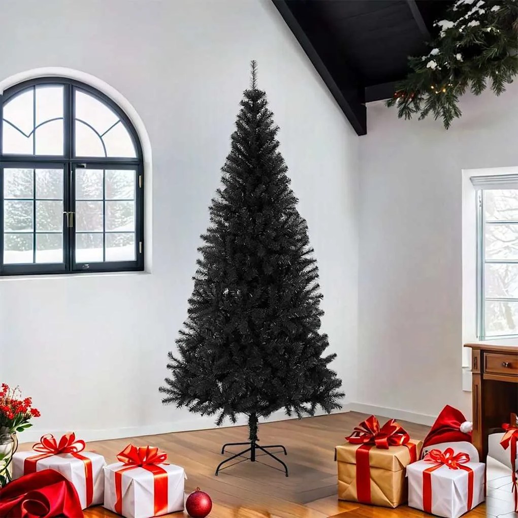 Umělý vánoční stromek se stojanem černý 180 cm PVC 321001