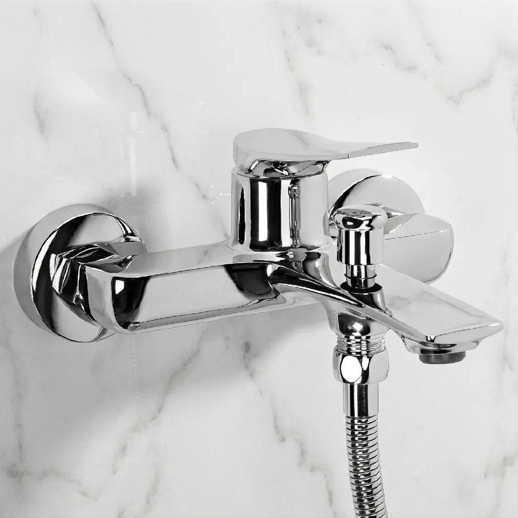 Rea Vision Premium, nástěnná vanová baterie s ruční sprchovou soupravou, chromová, REA-B6739