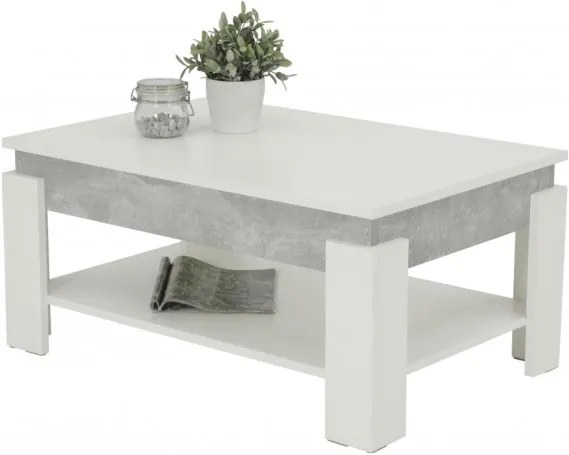 Sconto Konferenční stolek THEO beton/bílá