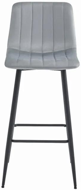 Set tří barových židlí POZZA sametově stříbrná (černé nohy) 3 ks