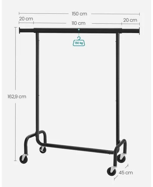 Mobilní stojanový věšák LINEA černá