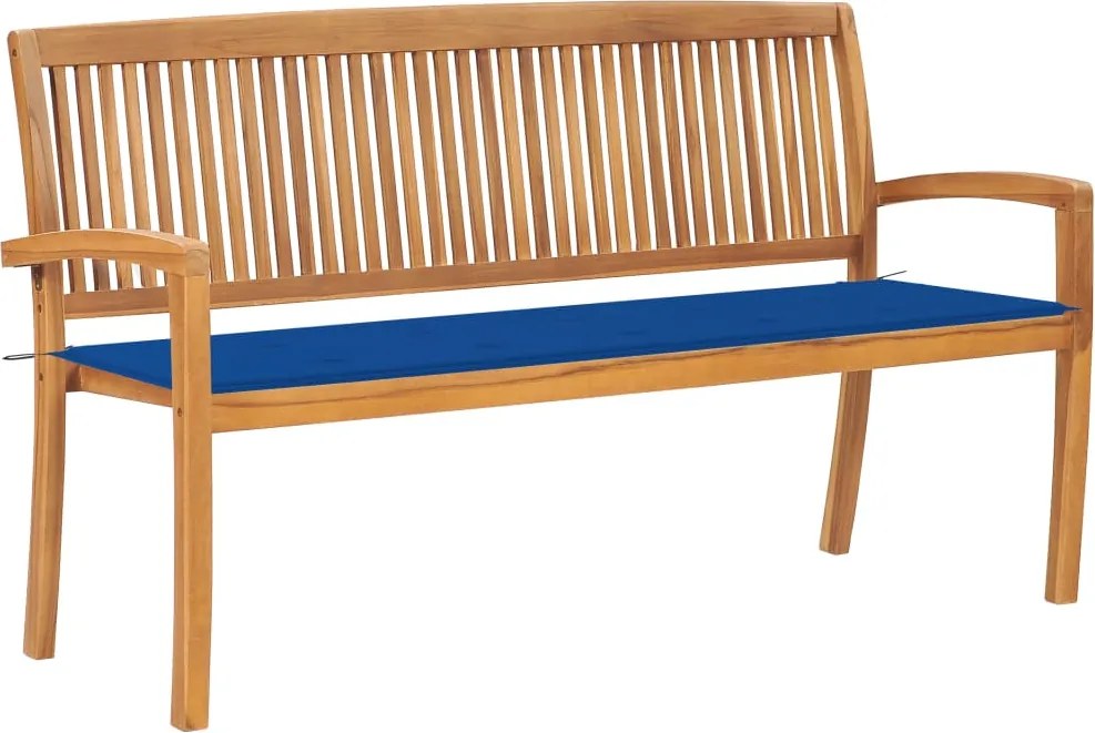 Stohovatelná zahradní lavice s poduškou 159 cm masivní teak 3063316