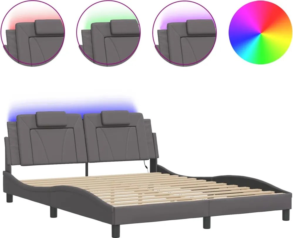Rám postele Viana s LED bez matrace šedý 160 x 200 cm 3214032