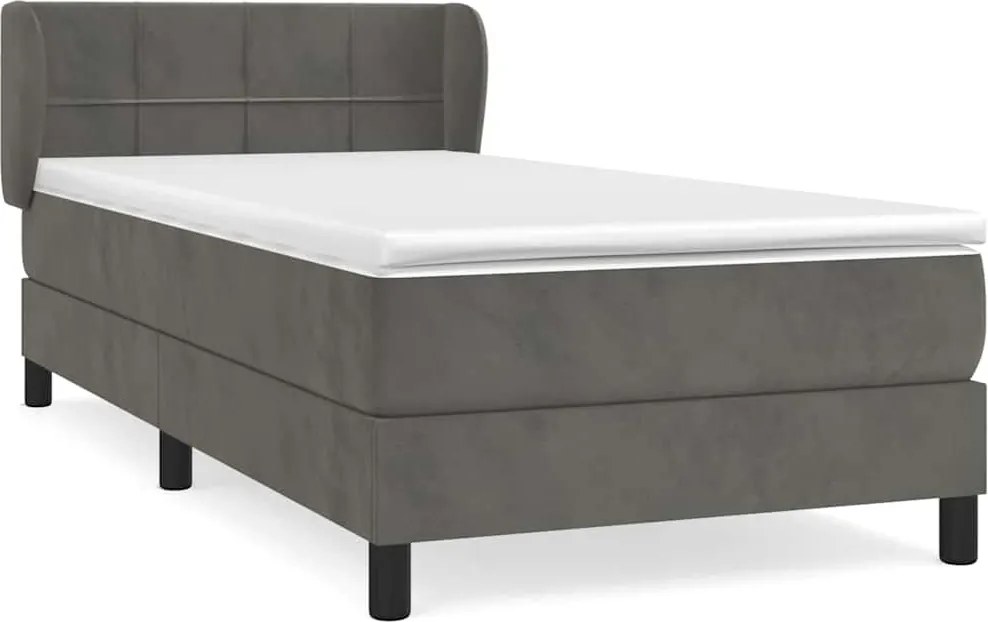 Box spring postel s matrací tmavě šedá 90x190 cm samet 3127464