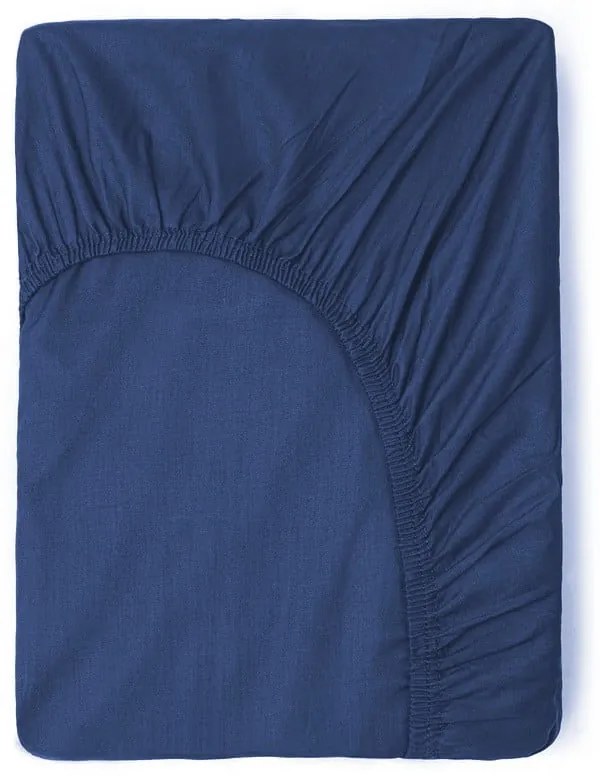 Tmavě modré bavlněné elastické prostěradlo Good Morning, 90 x 200 cm