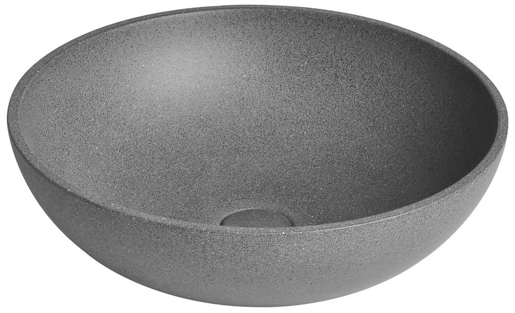 Sapho, TURF betonové umyvadlo včetně výpusti, průměr 44 cm, černý granit, AR436