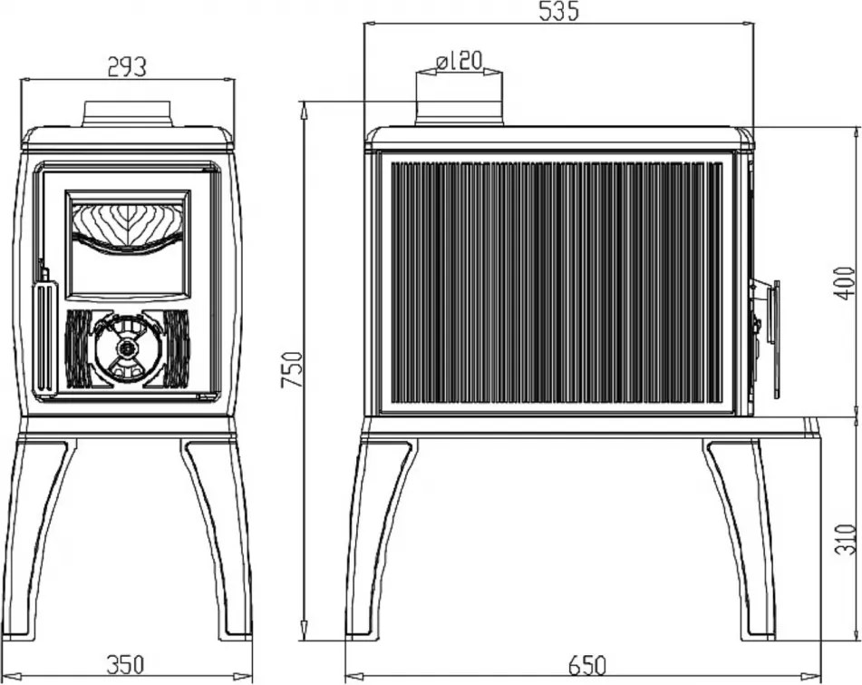 PLAMEN Litinová krbová kamna TRENK - černá