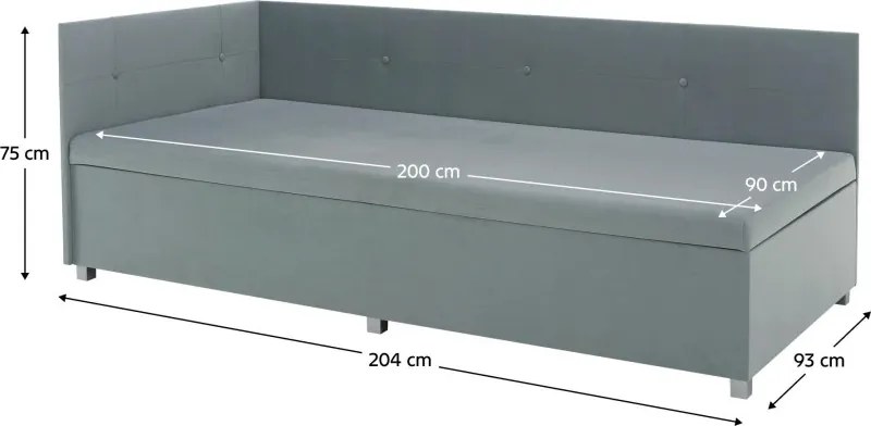 Válenda AURIA UNI 90x200 s úložným prostorem, mentolová Trinity 21 Kondela 0000395668