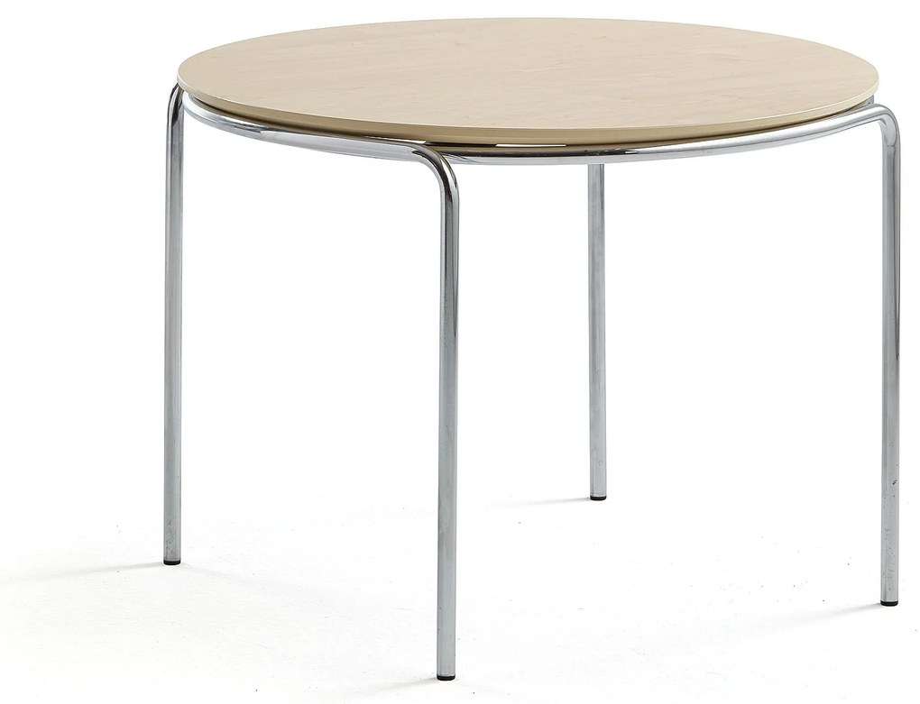 AJ Produkty Konferenční stolek ASHLEY, Ø770 mm, výška 530 mm, chrom, bříza