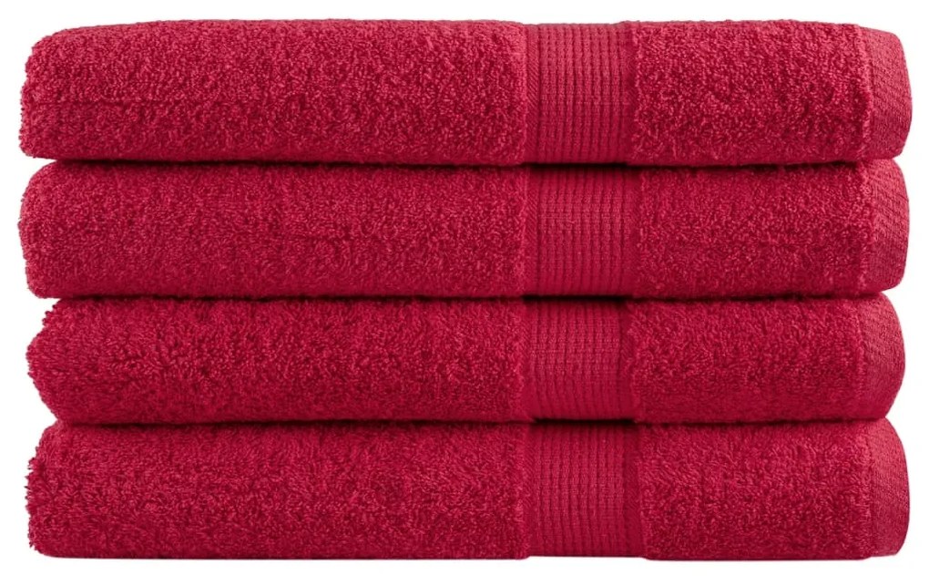 Premium ručníky SOLUND 4 ks červené 80 x 200 cm 600 g/m² 137411