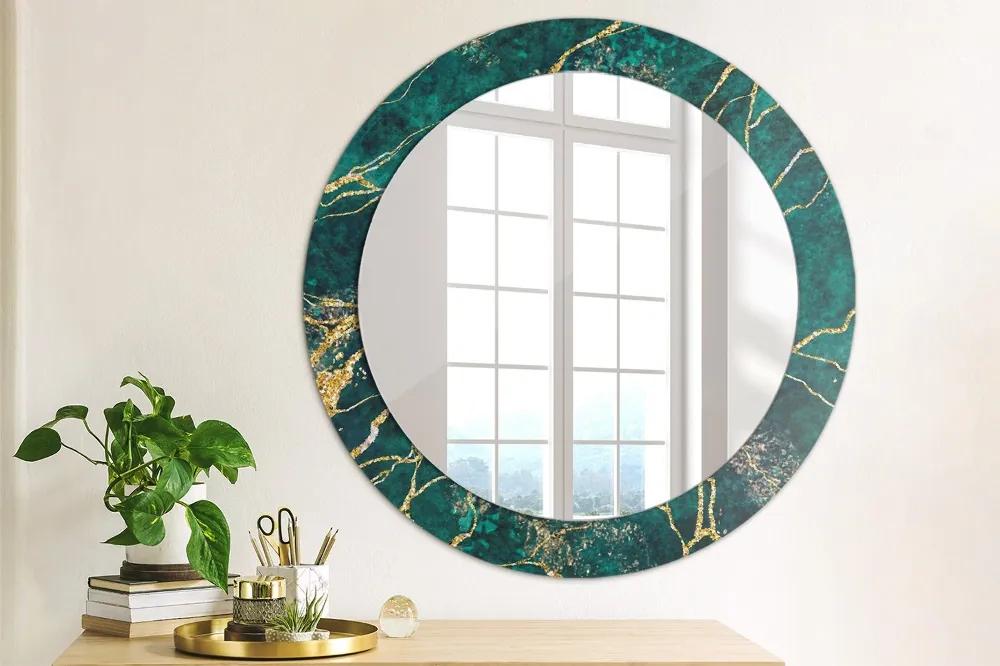 Kulaté dekorativní zrcadlo Green malachite marble fi 70 cm