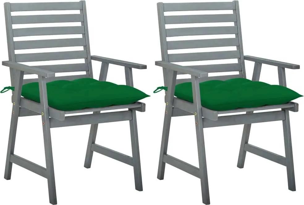 vidaXL Zahradní jídelní židle s poduškami 2 ks masivní akáciové dřevo [3064416] Barva: Jasně zelená