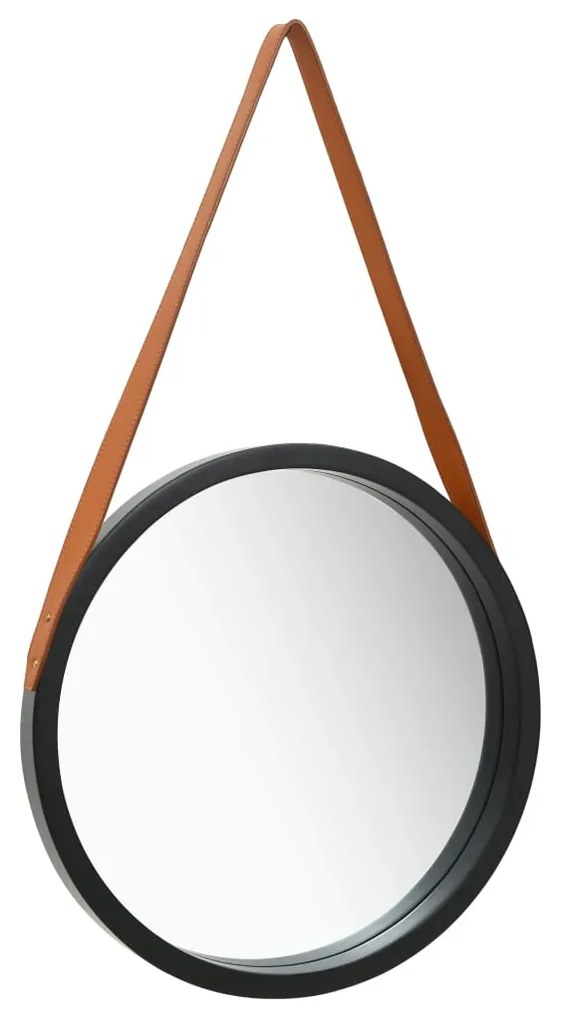 320367 vidaXL Nástěnné zrcadlo s popruhem 50 cm černé