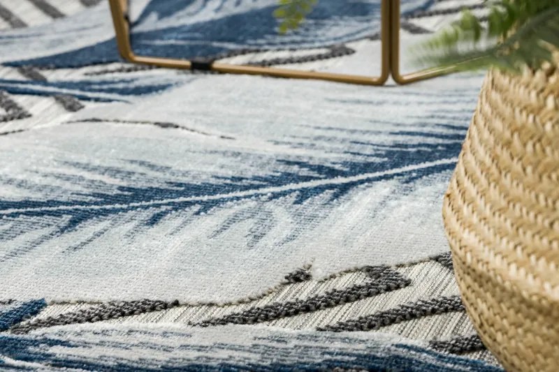 Dywany Łuszczów, Kusový koberec Botanic 65242 Feathers grey – na ven i na doma, 137x190, modrá, chodba / předsíň