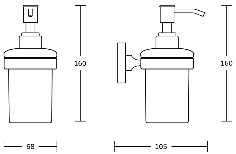 Aqualine SAMBA dávkovač mýdla 150ml, mléčné sklo, černá mat SB219