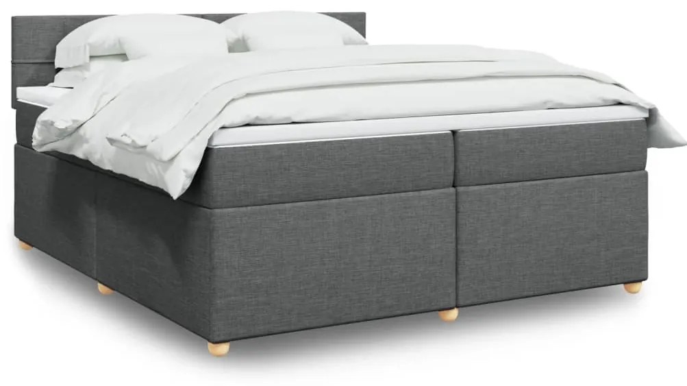Box spring postel s matrací tmavě šedá 200x200 cm textil 3286788