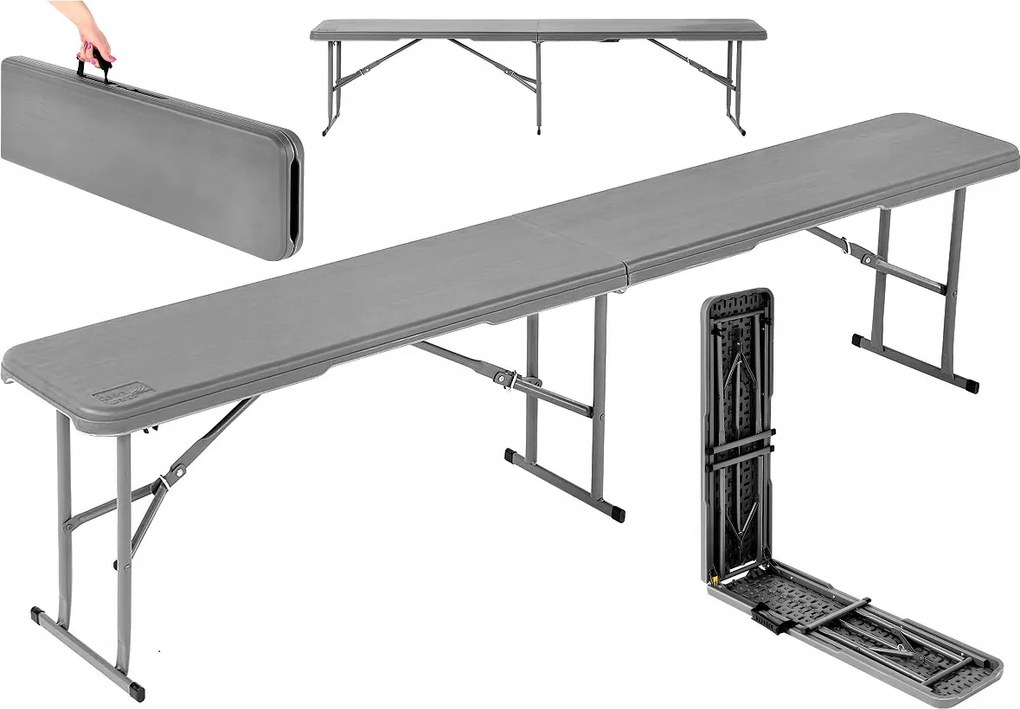 Skládací zahradní cateringová lavička Banketová šedá Pevná