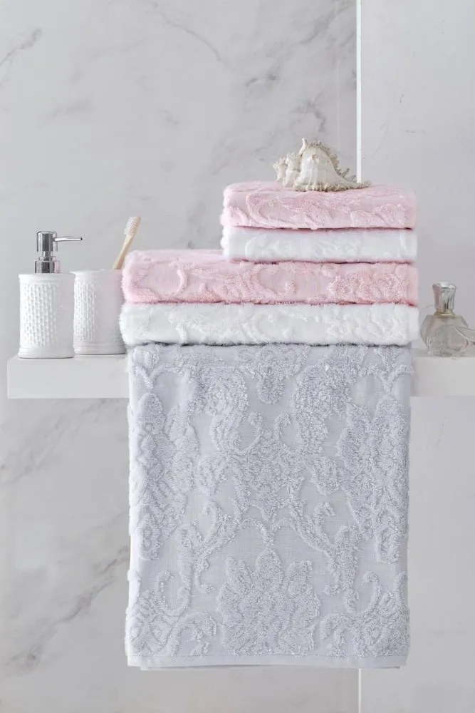 Sada ručník a osuška DAMASK, 2 ks Bílá