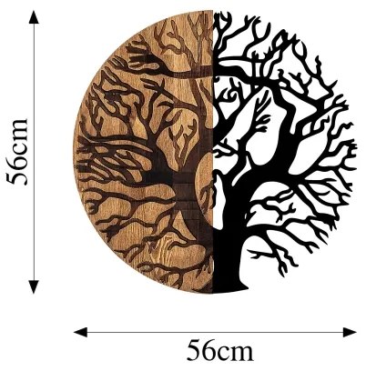 Nástěnná dekorace pr. 56 cm strom dřevo/kov