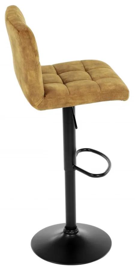 Židle barová, žlutá sametová látka, černá podnož AUB-827 YEL4