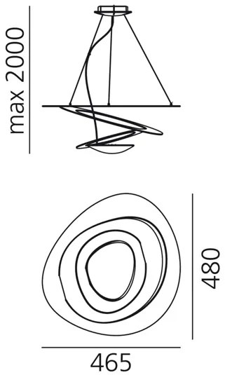 Artemide 1249010A Pirce micro sospensione LED, bílé designové závěsné svítidlo, 27W LED 3000K, 46x48cm