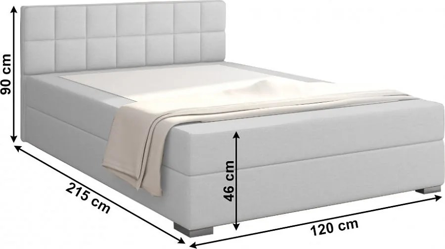 Boxspringová postel 120x200, světle šedá, FERATA KOMFORT